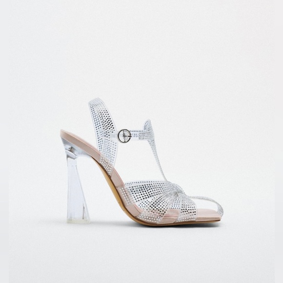 Zara | Shoes | Zara Vinyl Heeled Caged Sandals | Poshmark
